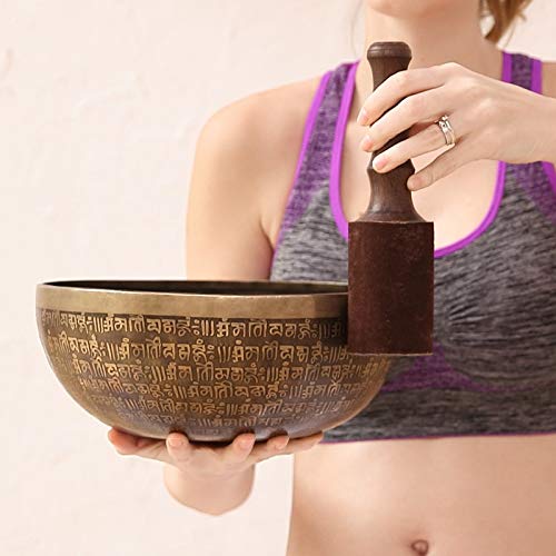 SJYDQ 21cm Buddhist Scriptures Tibetan Singing Bowl Nepalese Handmade Professional Audio Bowls Decoration
