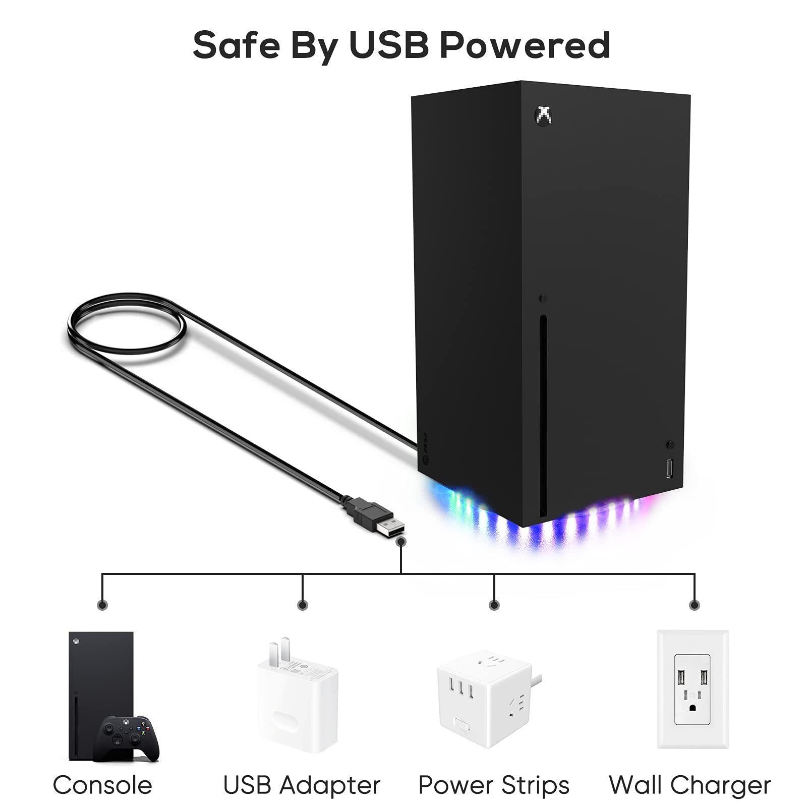 LED Light for Xbox Series X, RGB Light Strip DIY Decoration for Xbox Series X Console with 5050 LED Lights Flexible Lights Strips for Xbox Series X with IR Remote