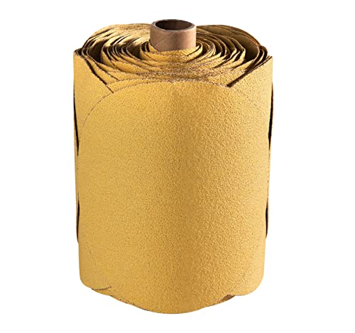 Shawya 100 PCS 6 Inch Gold PSA Sanding Discs 80 Grit Self Adhesive Sticky-Back Sandpaper for DA Sander Automotive Car Paint Woodworking Wood Metal Finishing