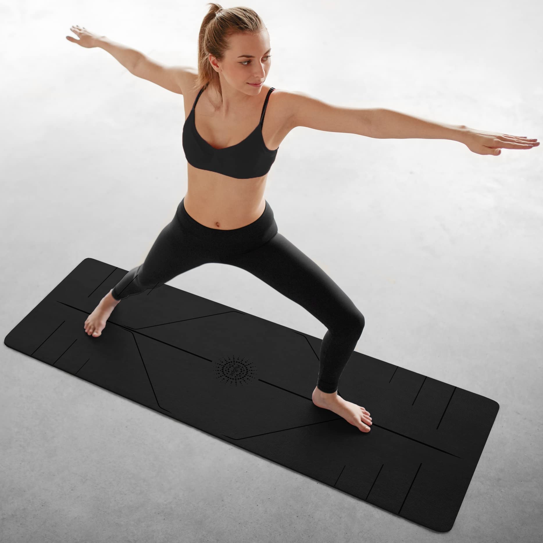 Plyopic Reversible Mat for Yoga, Pilates and Exercise | Premium 1/4-Inch Thick Non-Slip Yoga Mat with Alignment Lines. Lightweight with Dense Cushioning for Extra Support and Stability