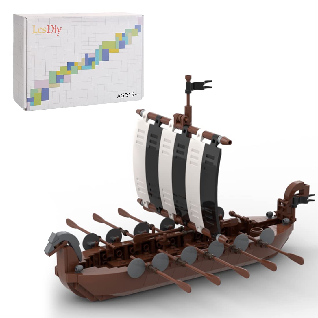 RuiyiF 319PCS Longship Model Medieval Military Theme Building Blocks Set DIY Toys MOC-122614