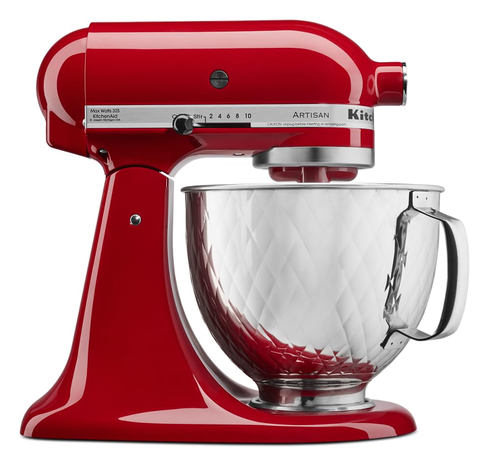 KitchenAid 5 Quart Stainless Steel Bowl for all KitchenAid 4.5-5 Quart Tilt-Head Stand Mixers KSM5SSBQB, Quilted Stainless
