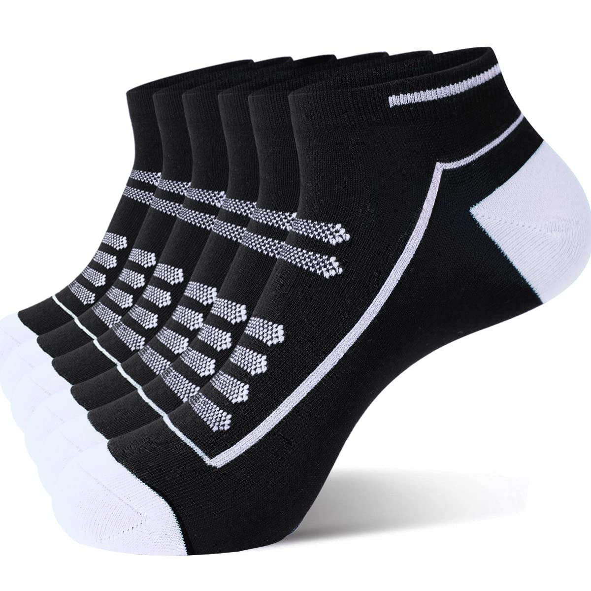 pureluca Men’s Athletic Socks Low Cut Running Socks Breathable Comfort for Sports 6 Pack White