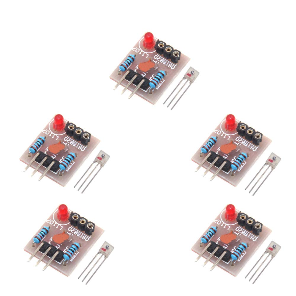 KOOBOOK 5Pcs Laser Receiver Sensor Module Board Non-Modulator Tube for Arduino