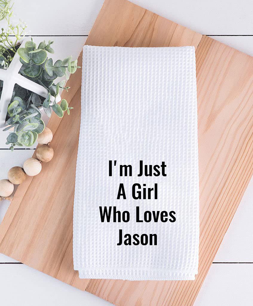 MEIKIUP Horrible JS Inspired Gift Thriller 80's Horror Halloween Kitchen Towel I'm Just A Girl Who Loves JS for Fans Housewarming Gift