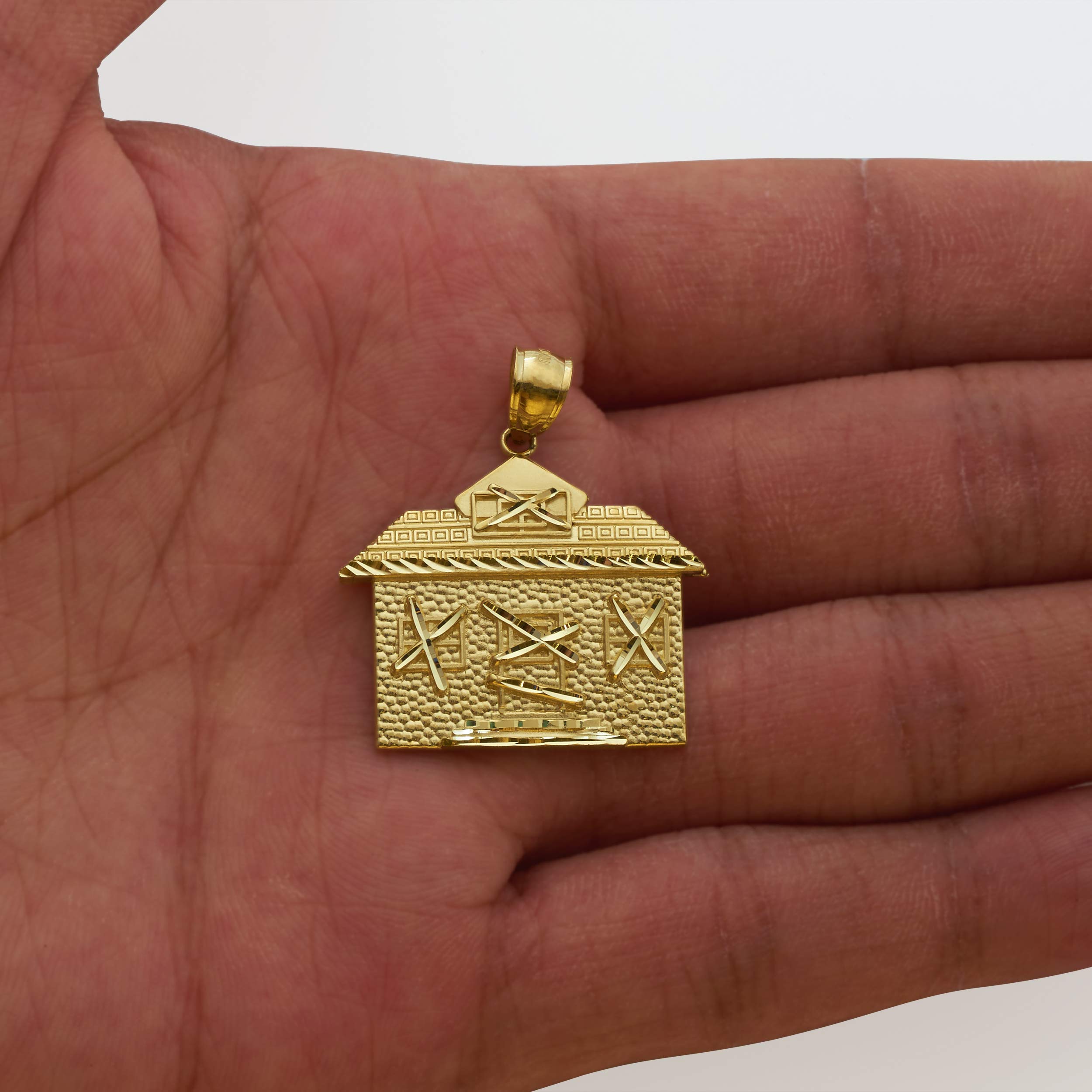 Mr. Bling 10k Yellow Gold Large Trap House Pendant (1.30" x 1.11")