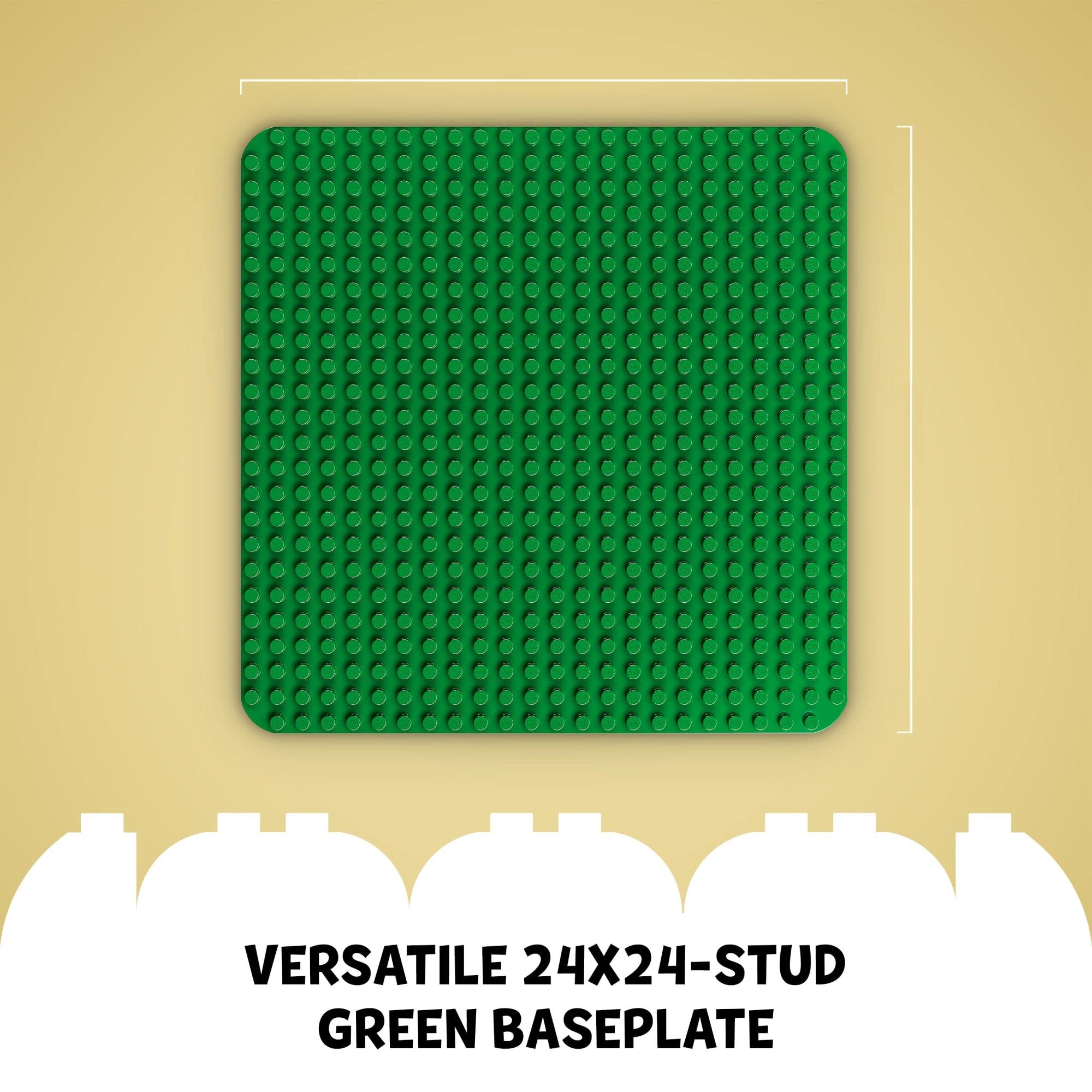 LEGO DUPLO Green Building Plate, 24x24 Stud Foundation for Toddlers to Build, Play, and Display Their Brick Creations, Baseplate Construction Toy for Kids, 10980