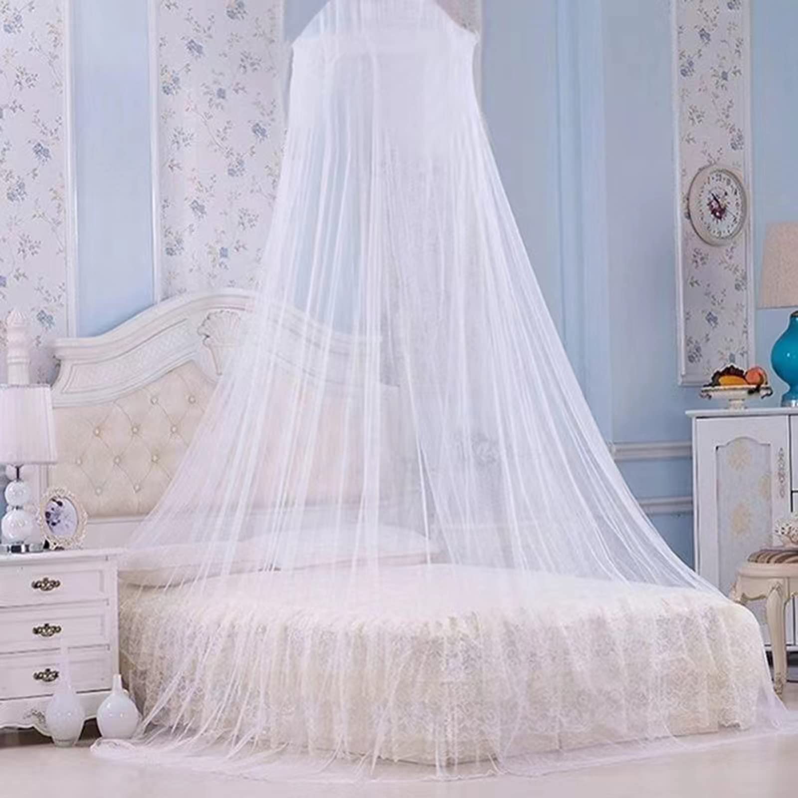UCTHAT Mosquito Nets, Round Hoop Sheer Bed Canopy for All Kids Baby Cribs, Ideal for Home Travel(King Queen Size)