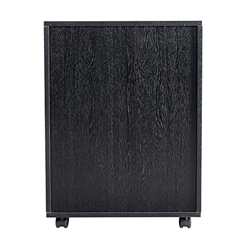Knocbel Mobile Storage Cabinet with 5 Drawers, Home Office Rolling File Cabinet on Wheels, 19.2" L x 15.9" W x 26.3" H (Black)