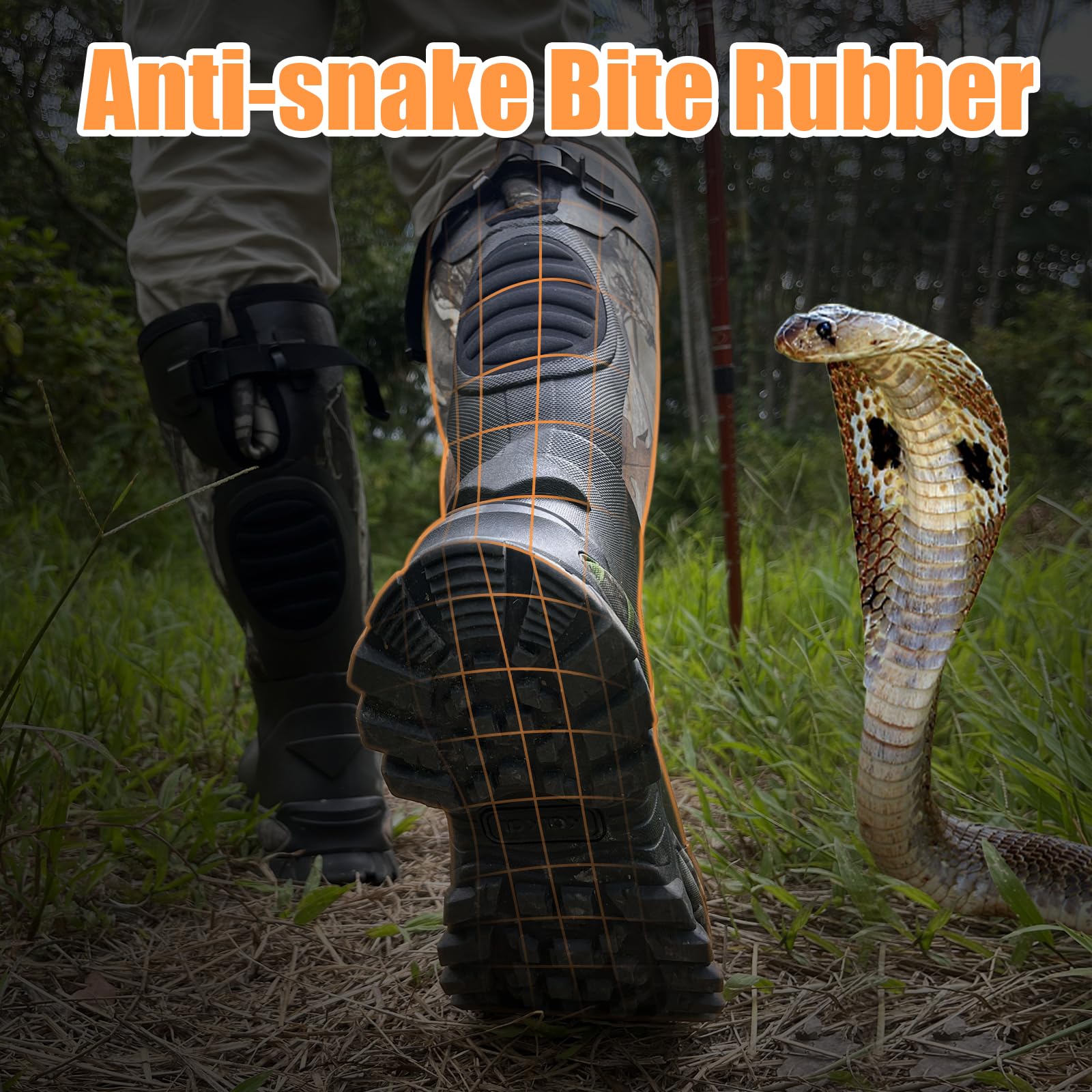 Kalkal Hunting Boots Snake Bite Waterproof for Men, Durable Insulated Outdoor Rain Boots with Shock Absorption, 5mm Neoprene Rubber Anti-slip Snake Boots for Climbing Working Trekking Fishing ( Next