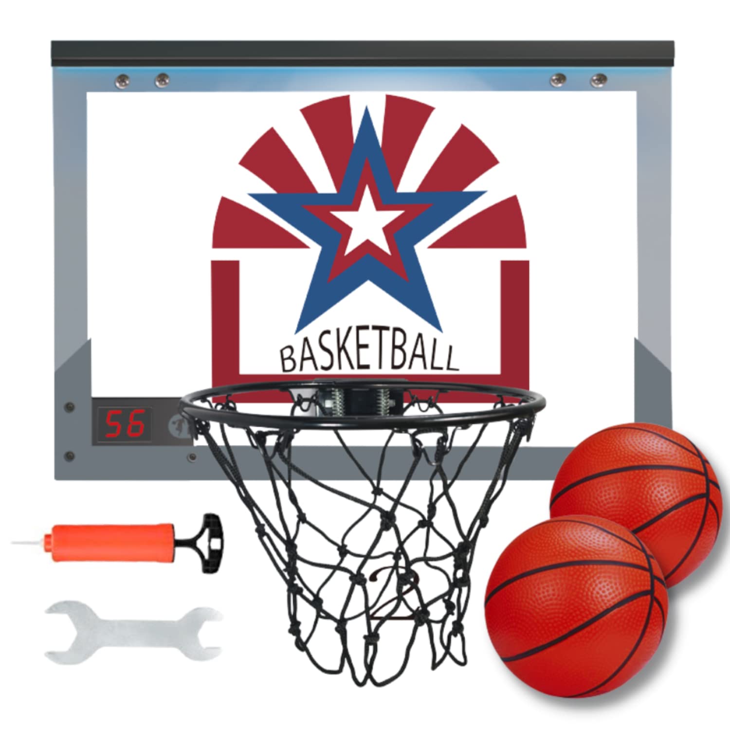 Kavalan Indoor Mini Basketball Hoop with Electronic Scoreboard - for Door and with Complete Basketball Accessories