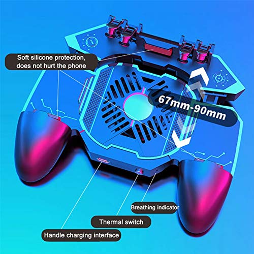 TJLSS New PUBG Gamepad Grip with Portable Charger Cooling Fan for PUBG Mobile Controller Six Finger L1R1 Game Trigger Joystick