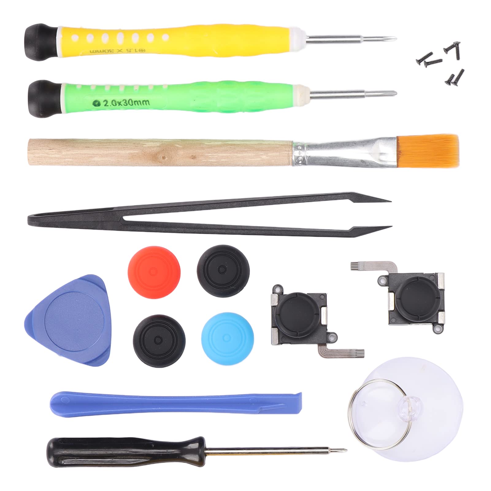 Repair Kit for Nintendo Switch, Analog Joystick, Keycap, Screwdriver, Tweezers, Cleaning Brush, Suction Cup,Portable Handle Repair Tool Set for Switch Lite