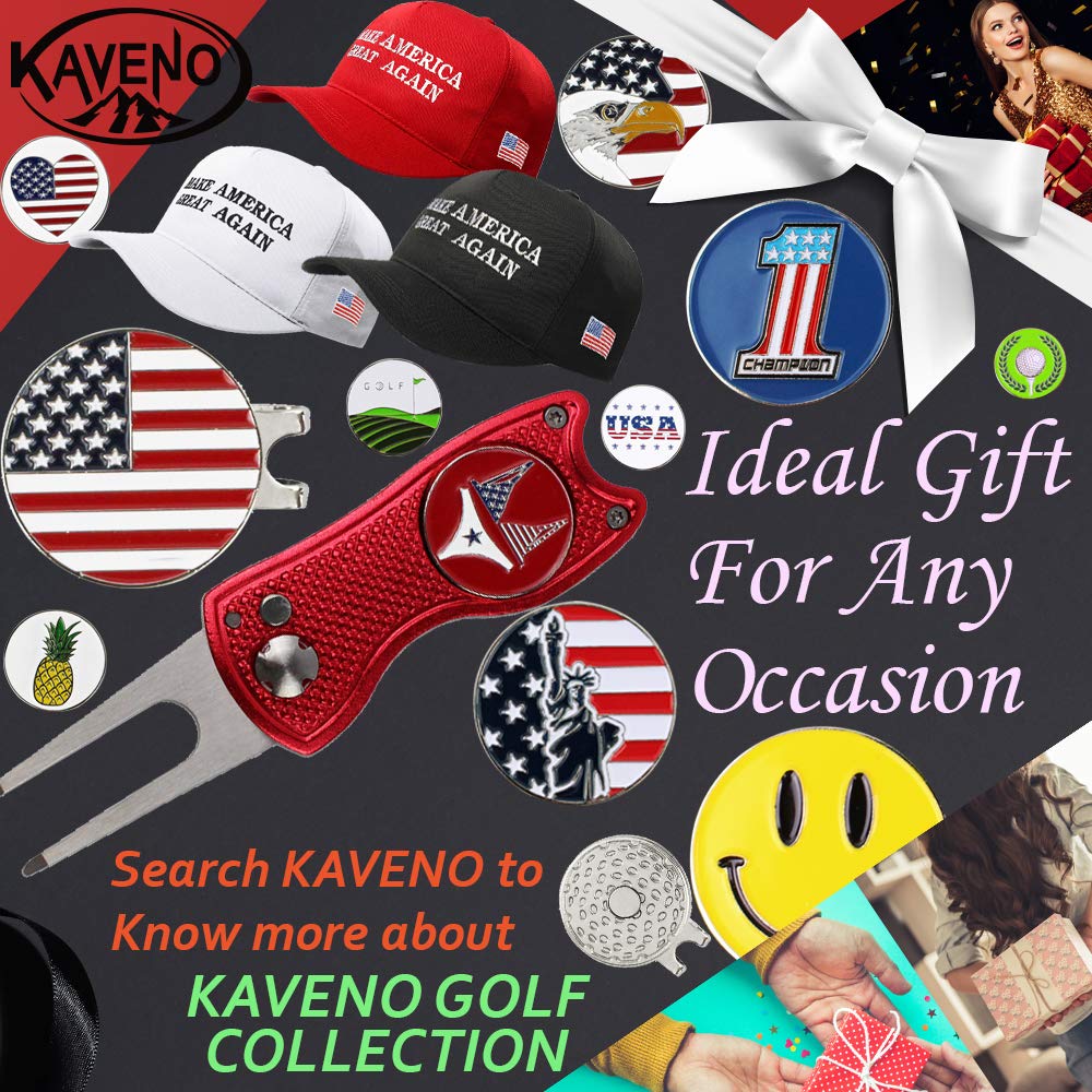 kaveno Golf Divot Repair Tool, Foldable Pop-up Button Stainless Steel Switchblade & Detachable Golf Ball Marker (Lime Green Fish 1 SET)