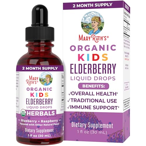 MaryRuth Organics Cocomelon Kids Elderberry Syrup, USDA Organic Elderberry, Sugar Free Kids Immune Support Supplement for Ages 4-13 Years, Clean Label Project Verified®, Vegan, Gluten Free, 1 Fl Oz
