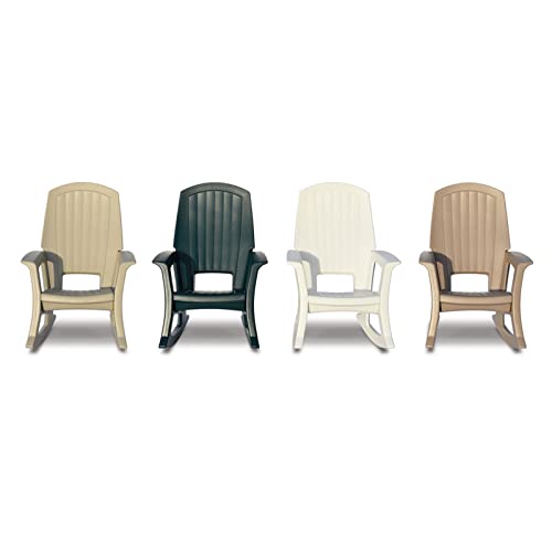 Semco Plastics Rockaway Heavy Duty Polyethylene All Weather Outdoor Rocking Chair with Backrest and Armrests for Porch, Deck, and Patio, Tan