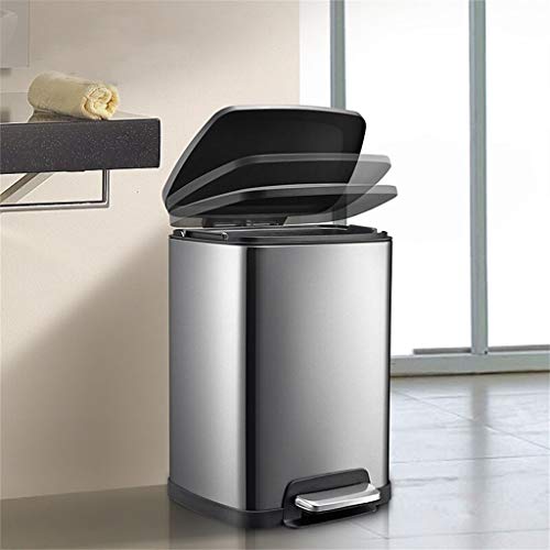 TKFDC Slim Profile Bathroom Waste Bin in Stainless Steel, Brushed Stainless Steel (Color : C)