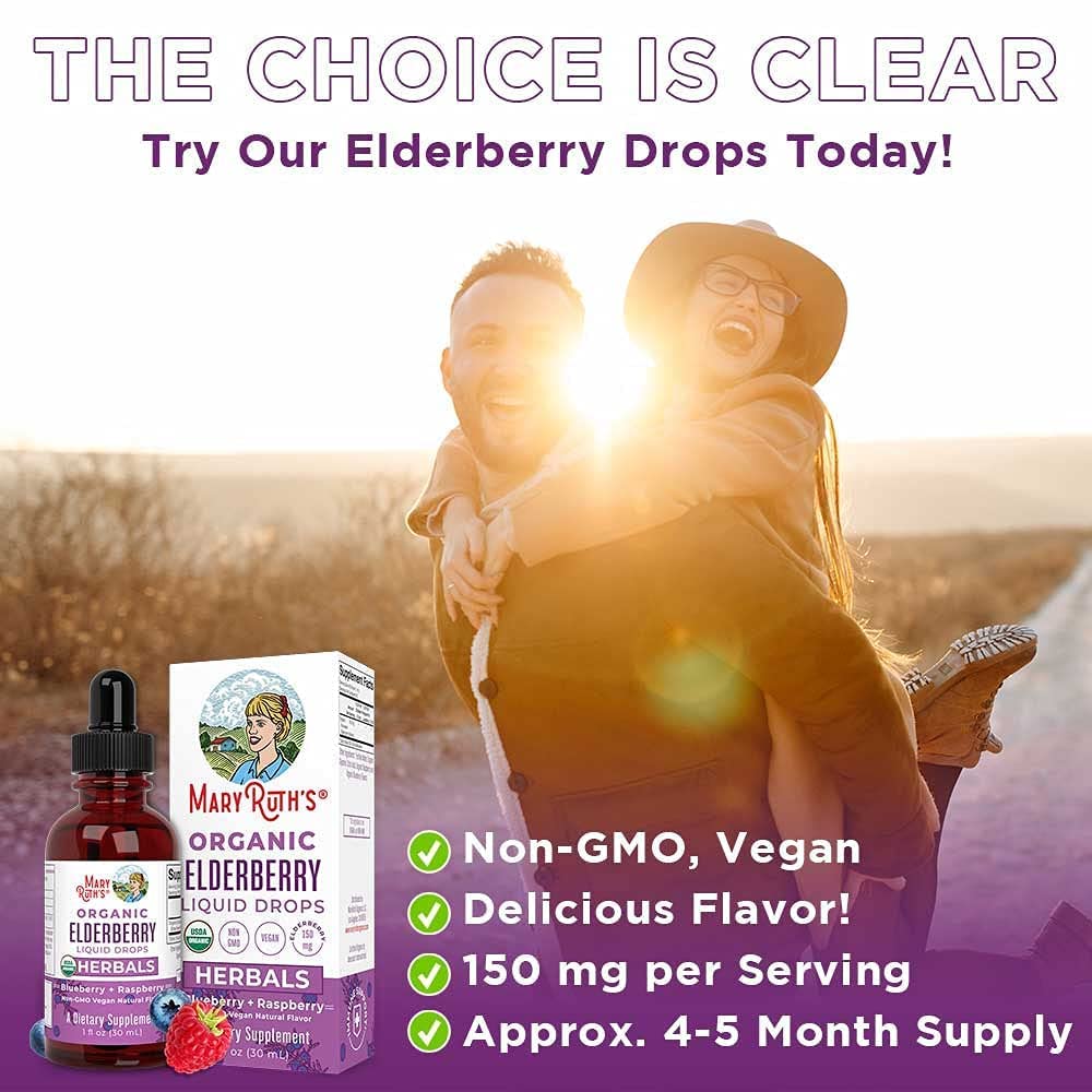 MaryRuth Organics Elderberry Syrup & Vitamin C Liposomal Bundle Black Sambucus Liquid for Kids & Adults | Megadose Vitamin C Liposomal (500mg) | Immune Support, Overall Heath | Non-GMO, Vegan