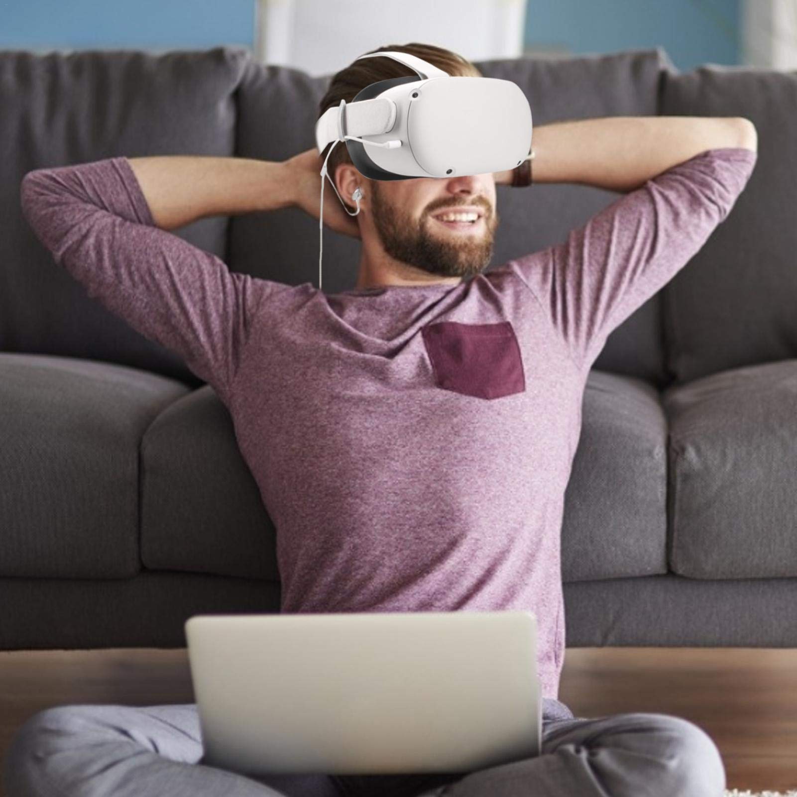 motifa VR Headset for Oculus Quest 2 - Sounds Deep Bass VR Privacy Headphone - VR Gaming in-Ear Audio Fully Immersive Virtual Reality Gaming Headset - Comfortable Firm Headphone - White