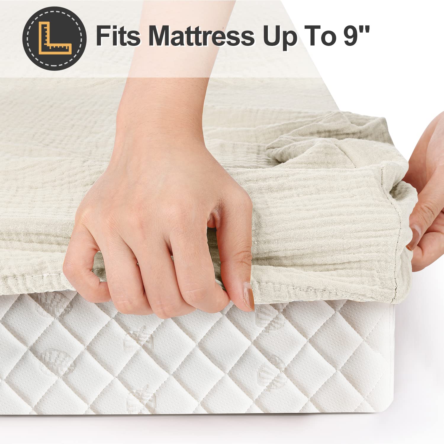 Super Juniors Muslin Baby Fitted Crib Sheet,Extra Cozy Soft Breathable Crib Mattress Sheets for Boys and Girls,28βx52β(Cream)