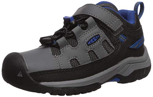 KEEN Little Kid's Targhee Low Height Hiking Shoe, Steel Grey/Baleine Blue, 8 LK (Little Kid) US