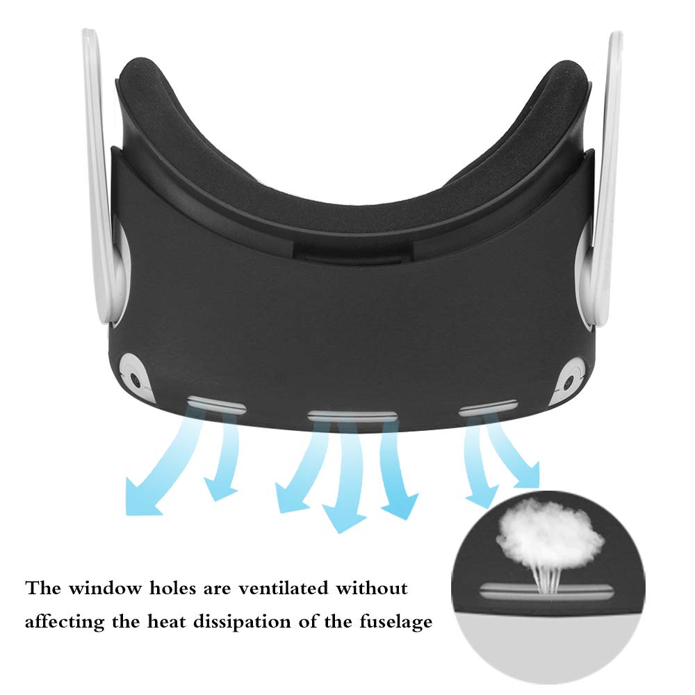 MASiKEN 6-in-1 Accessories Compatible with Meta/Oculus Quest 2 - Head Strap Replace Kit, Front Shell Cover,Face Pad,Grips Cover, Reduce Face Pressure Enhanced Comfort in VR (Black)