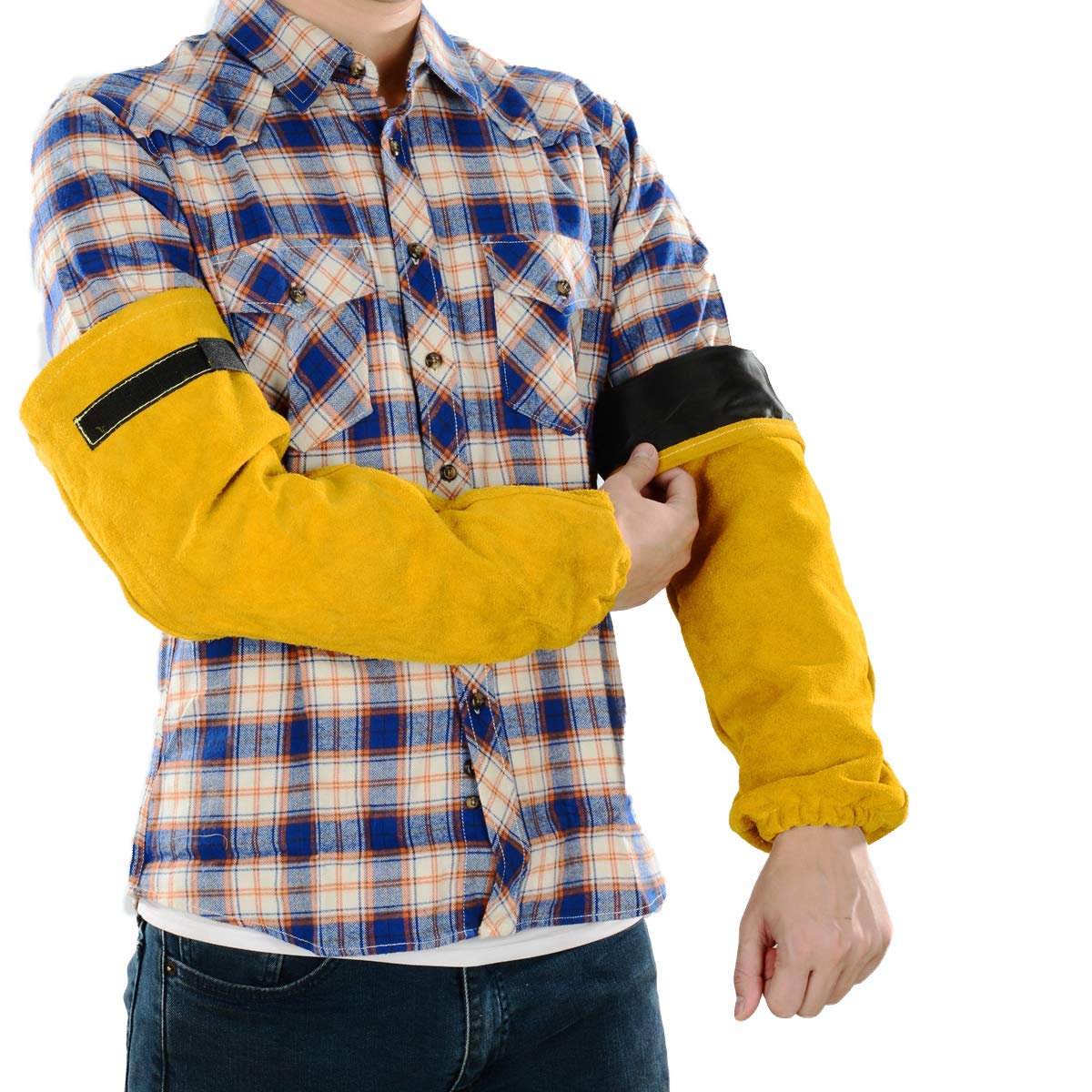 Leather Welding Work Sleeves for Men&Women - Heat & Flame Resistant Arm Protection One Size Fit Most
