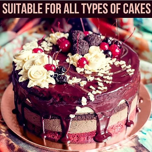 PixiPy Cake Boards (4 Pack, 12 inch, Rose Gold), Reusable Round Cake Drums for Showstopping Desserts, Heavy-Duty Disposable Cardboard Cake Bases W/Elegant Patterns, Cake Decorating Supplies