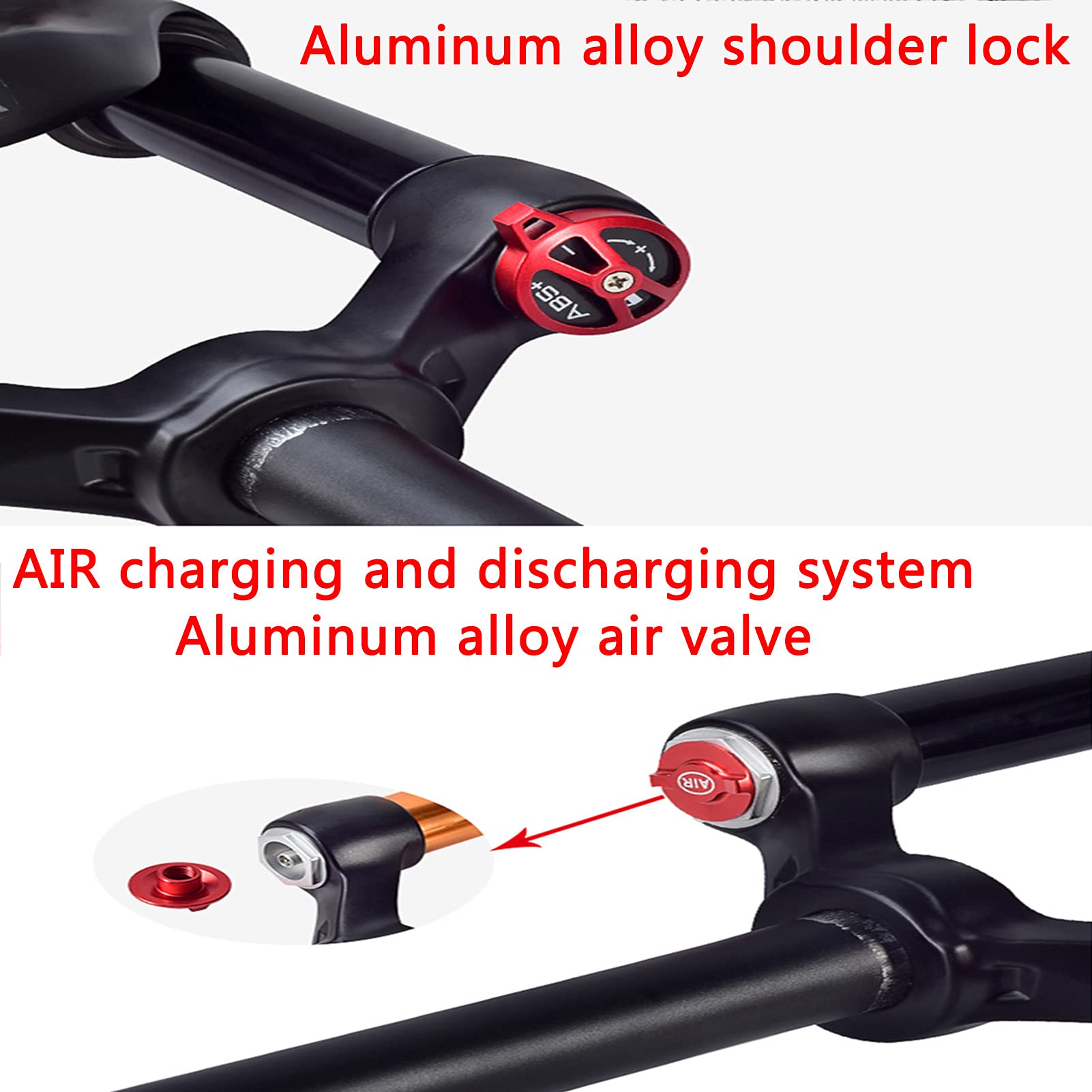 MTB Air Fork Front Suspension 26 & 27.5In Mountain Bike Adjustable Damping Shock Absorber, Double Chamber, Shoulder Lock, Super Light 1600G Bicycle Accessories,White,26inch