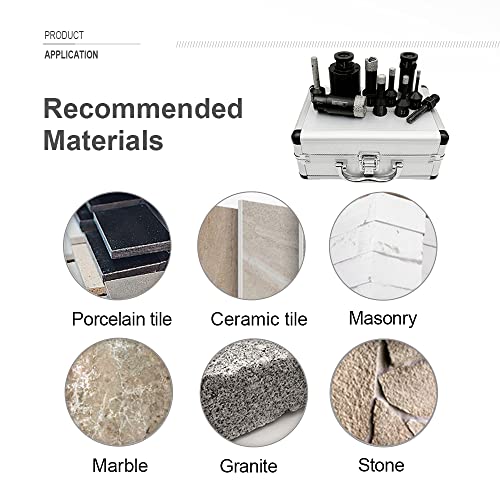 SHDIATOOL Diamond Drill Bits Hole Saw Kit for Porcelain Tile Ceramic Marble and 1pc Diamond Beveling Chamfer Bits