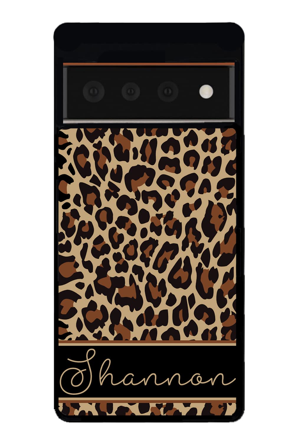 Leopard Animal Skin Personalized Black Rubber Phone Case Compatible With Google Pixel 8 Pro, 8a, 8, 7a, 7, Pixel 7 Pro, 6a, Pixel 6 Pro, 6, 5, 4a 5G, 4a 4G, 4, 4 XL, 3a, 3a XL, 3, 3 XL, 2 XL, 2