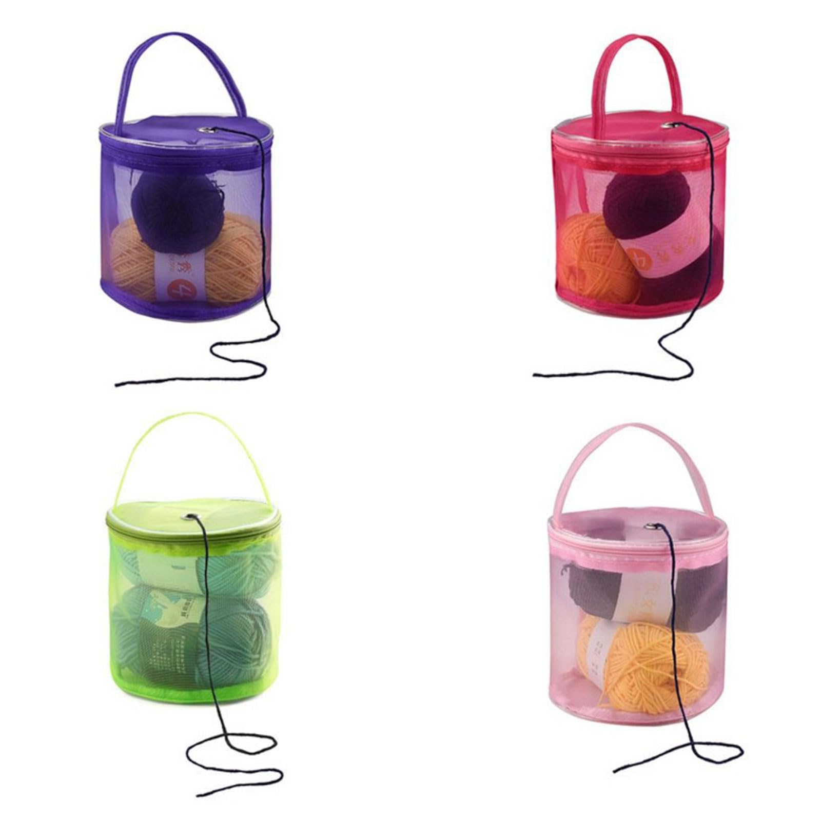 YPBEW Yarn Storage Bag Empty Mesh Bags Portable Knitting Yarn Organizer Basket Crochet Thread Bags Sewing Accessory Crochet Thread Bag, Pink
