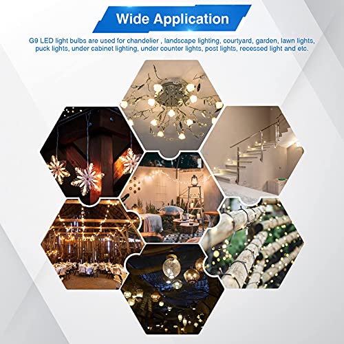 Letaclanic Dimmable G9 LED Light Bulbs 3000K Warm White Lighting , 4W Equivalent to 40W , AC DC 110V-130V No-Flicker , Bi-pin G9 LED Bulbs for Chandelier (6-Pack)