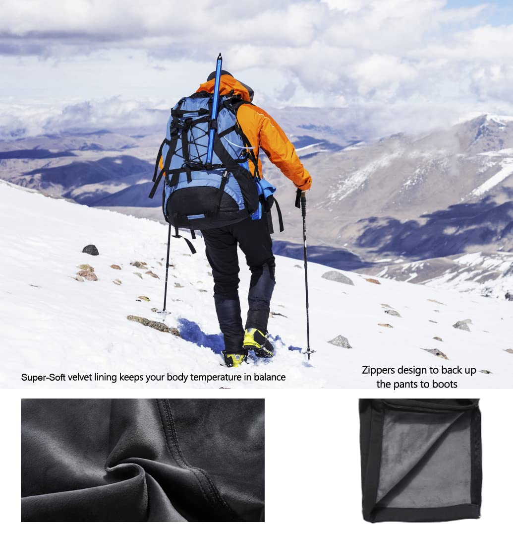 Muaney Mens Ski Snow Waterproof Softshell Snowboard Pants Outdoor Hiking Velour Lined Zipper Bottom Leg(MHP705-Fleece-BlackM)