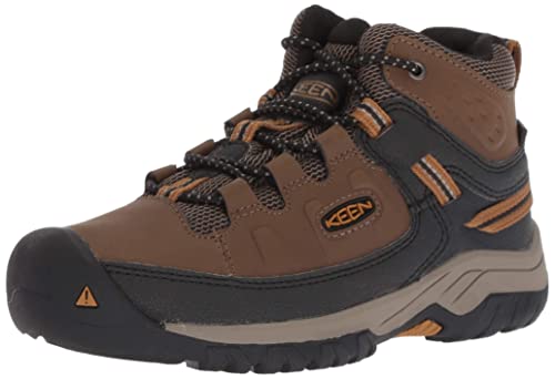 KEEN unisex child Targhee Mid Height Waterproof Hiking Boot, Dark Earth/Golden Brown, 11 Little Kid US