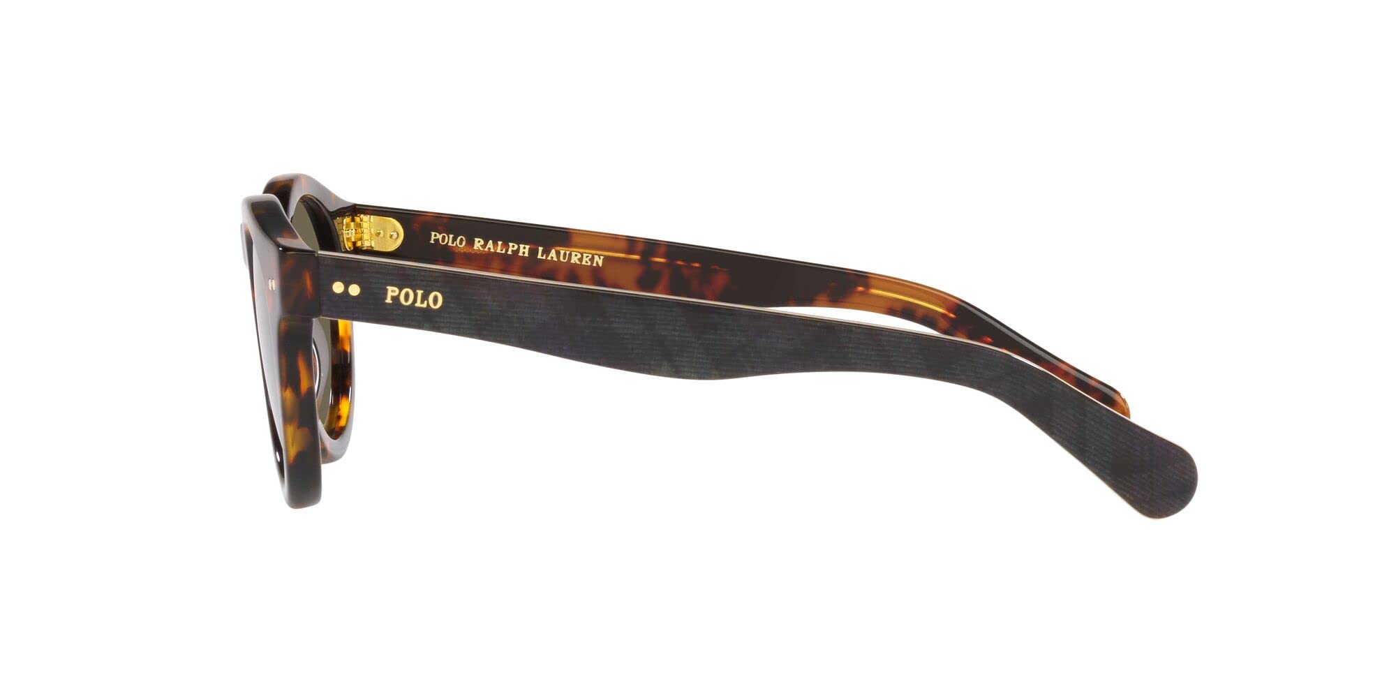 POLO RALPH LAUREN Mens PH4165 Round Sunglasses, Shiny Antique Tortoise/Brown, 46 mm