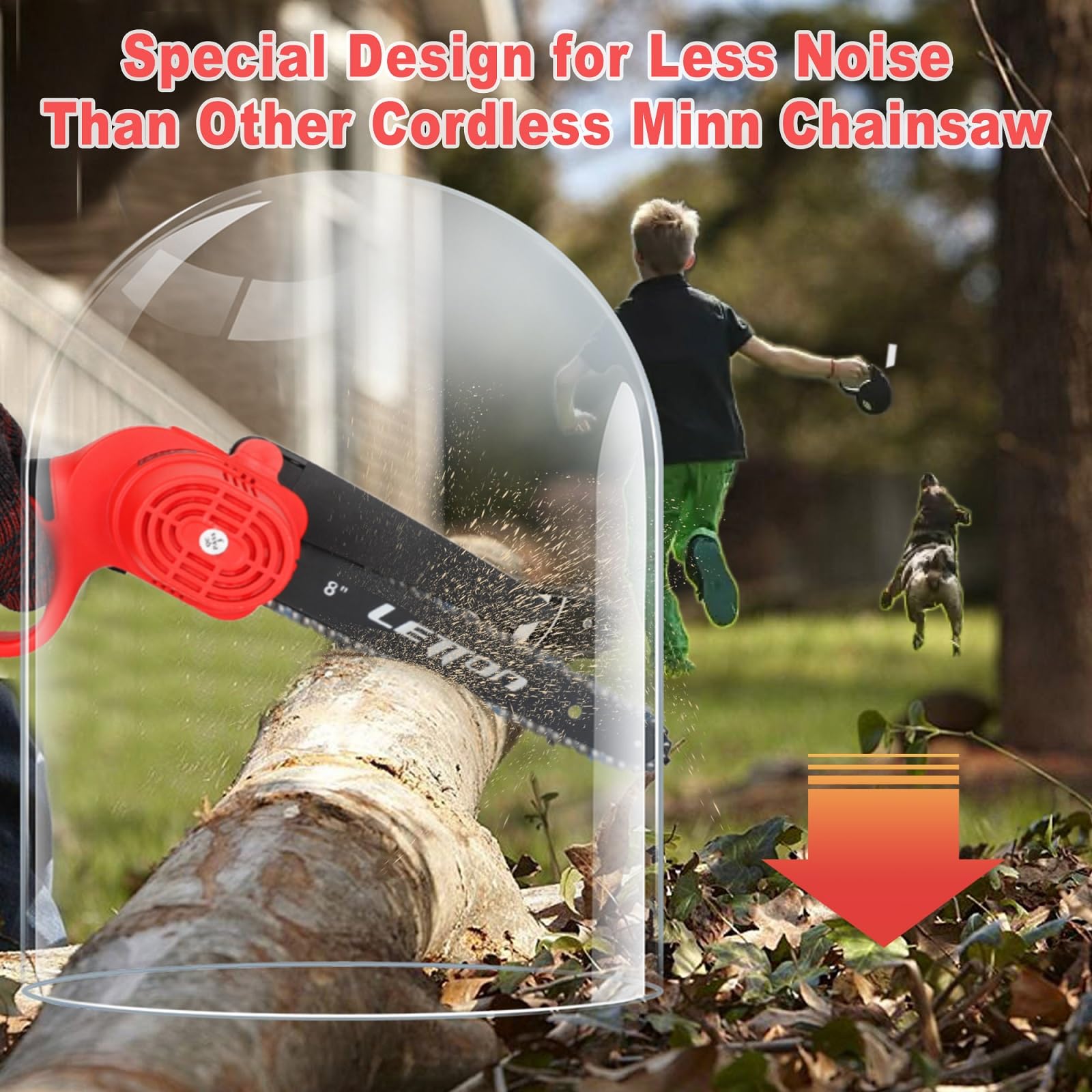 Letton Mini Chainsaw,8 inch & 6 inch electric chainsaw cordless With 21V Battery Powered,Portable Hand Held Chain Saw For Cutting Trees Branch Trimming Pruning-Red