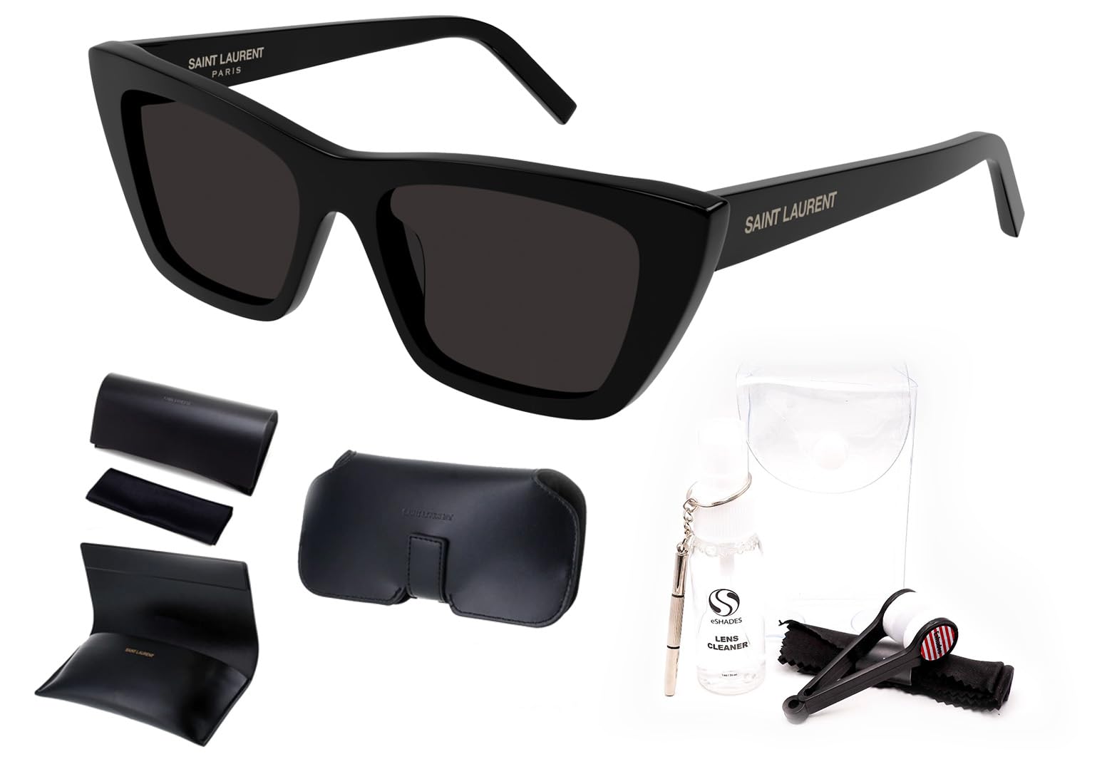 SAINT LAURENT SL 276 MICA Cat-Eye Sunglasses + Bundle with eSHADES Luxury Eyewear Kit