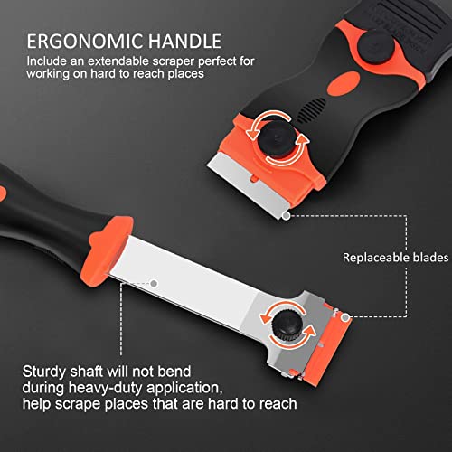 Razor Blade Scraper, 3 Pack Razor Scraper Tool with 50 Plastic and 30 Metal Razor Blades, Cleaning Scraper, for Removing Label, Registration Sticker, Tint, Grease from Windshield, Appliance, Glass