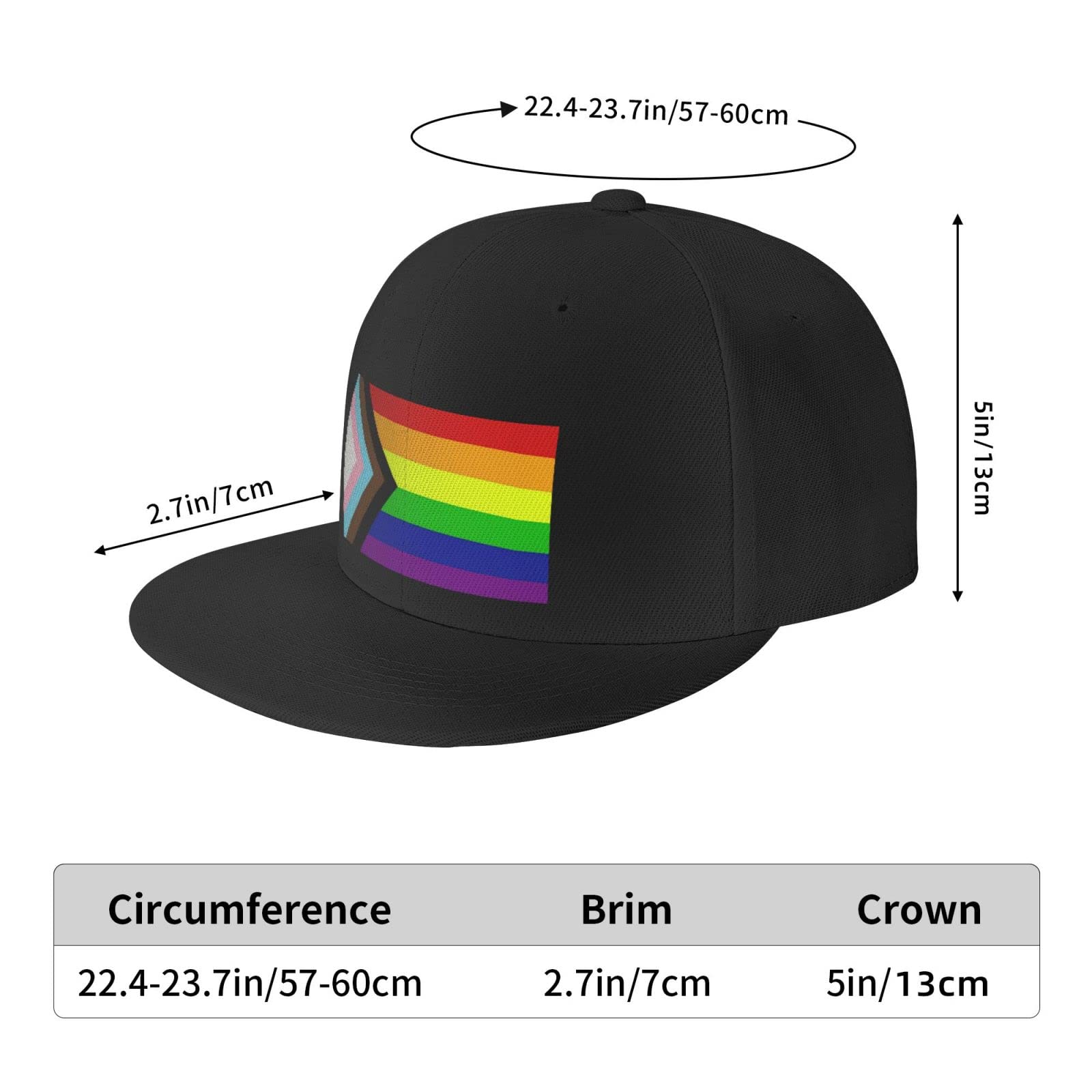 Qauirfe Progress Pride Flag LGBTQ Hat Adult Adjustable Baseball Cap Trucker Hats Black