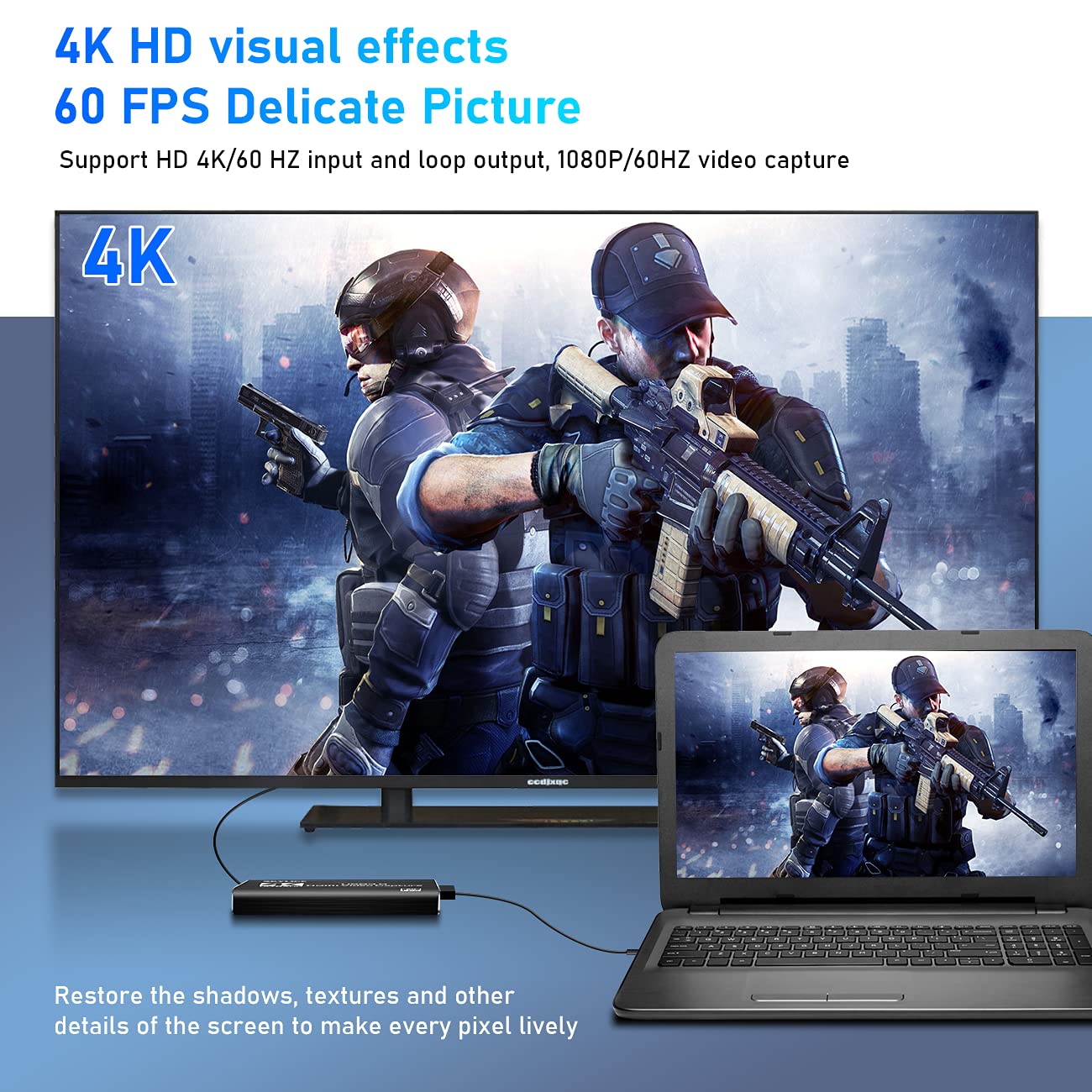 SKYLIGE Capture Card, 4K HDMI Audio Video Capture Card with Loop-Out, 1080P 60FPS Game Live Streaming Caputre Device for Nintendo Switch/PS4/Xbox One/OBS/Camera/PC/Conference, Black