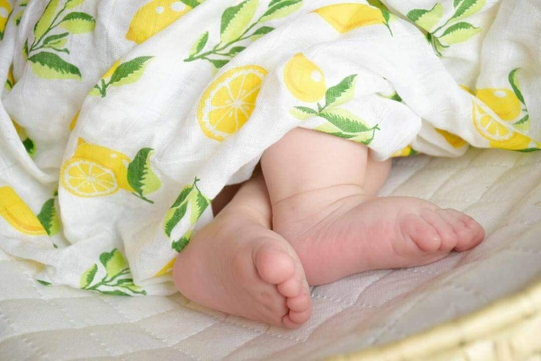 KloudBambu Muslin Swaddle Receiving Blankets, Strawberry Lemon, Extra Large Unisex Breathable Ultra Soft, Baby Registry Essentials