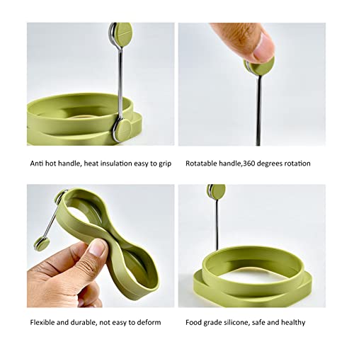 Nonstick Cooking Rings for Frying Eggs,Nonstick Egg Rings,Quadrate Round Dual Use Crumpet Ring Mold Shaper,Silicone Egg Ring,Portable Grill Accessories for Breakfast