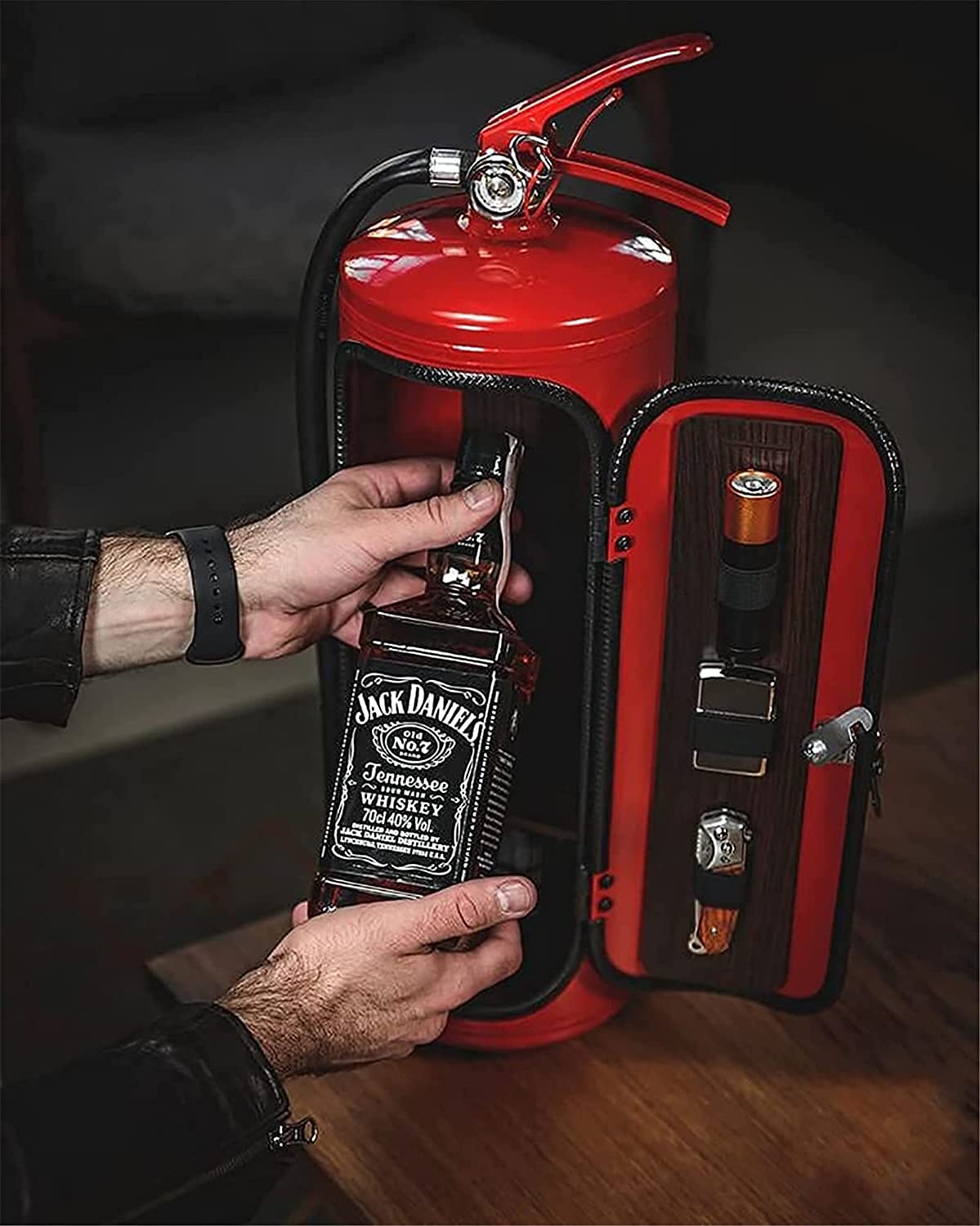 REML Fire Extinguisher Mini Bar,Novelty Fire Extinguisher,Mini Bar Collector,Cave Weird Gift,Handmade Metal Mini Bar Gift for Firefighters for Whiskey Lovers,Jar Bar Set,My Cave,My Rules,Gift Set