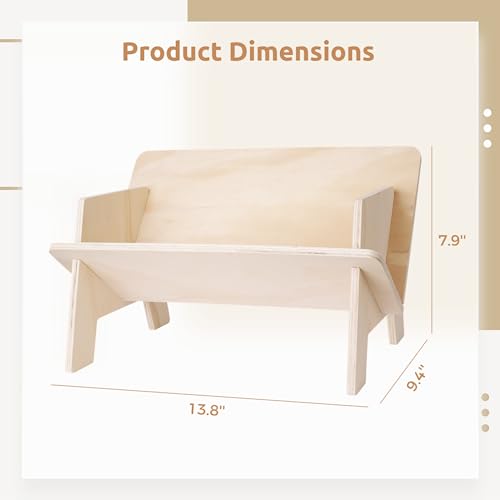 yeesport Wooden Desktop Bookshelf, Simple Tilted Tabletop Bookcase, Desktop Display Bookshelf, Wooden Desk Organizer and Storage Rack for Books, Magazines, CDs