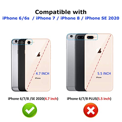 LUCKYCAT iPhone SE 2022 Case,iPhone SE 2020 Case, iPhone 8 Case, iPhone 7 Case, Shockproof Clear Multicolor Series Bumper Cover for 4.7 Inch iPhone 6/6s/7/8/SE - Black
