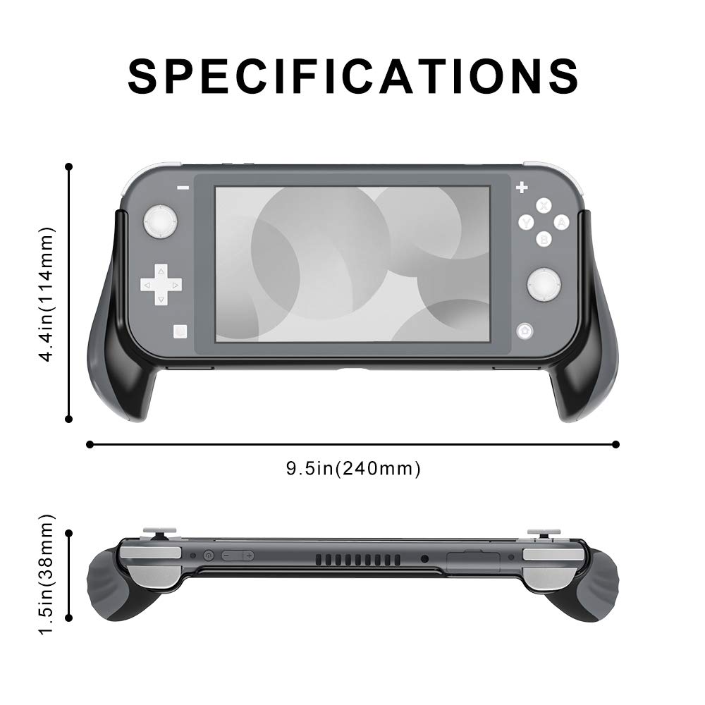 Laimax Grip Case for Nintendo Switch Lite,Hand Grips Handles Ergonomic Protective Case,Accessories Compatible with Nintendo Switch Lite (Black)