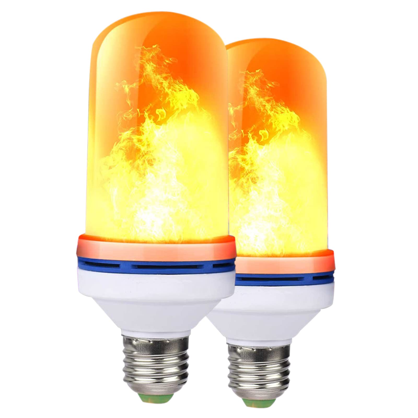 LED Flame Bulb, LED Flame Effect Light Bulb, E26 Standard Base, Atmosphere Decoration Fire Flickering Simulation 108pcs 2835 LED Beads -Flame Bulb for Home Decoration (2 Pack)