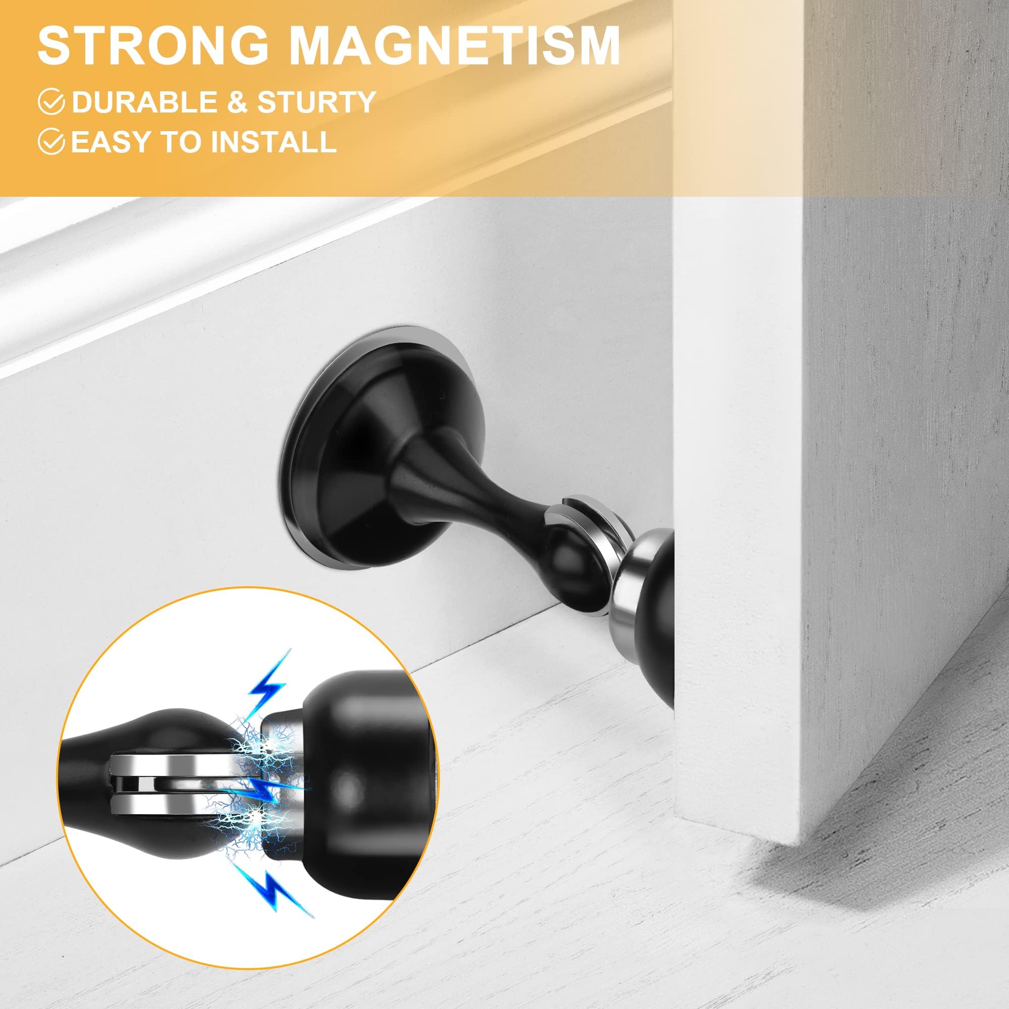 Magnetic Door Stop,2 Pack Stainless steeldoor Stop Magnetic Door Stop, Keep The Door Open Without perforating, can be Fixed on The Floor, Wall-Mounted Stainless Steel Door Stop（2 Pack）