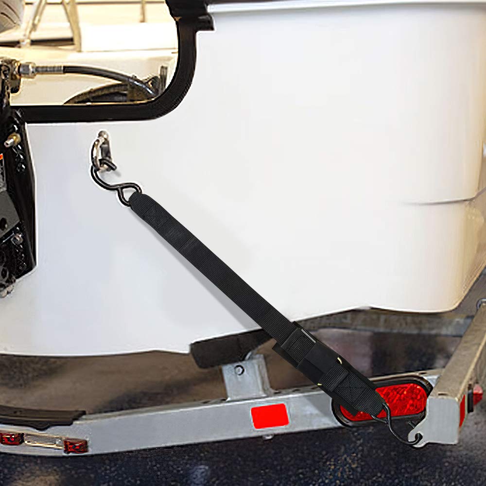 Kohree Boat Trailer Straps Transom Tie Down Straps 1600LBs 2" x4' Adjustable Anti-Scratch Black, for PWC Trailer Pontoon Marine Jet Ski, with Quick Release Buckle & Hooks, Set of 2
